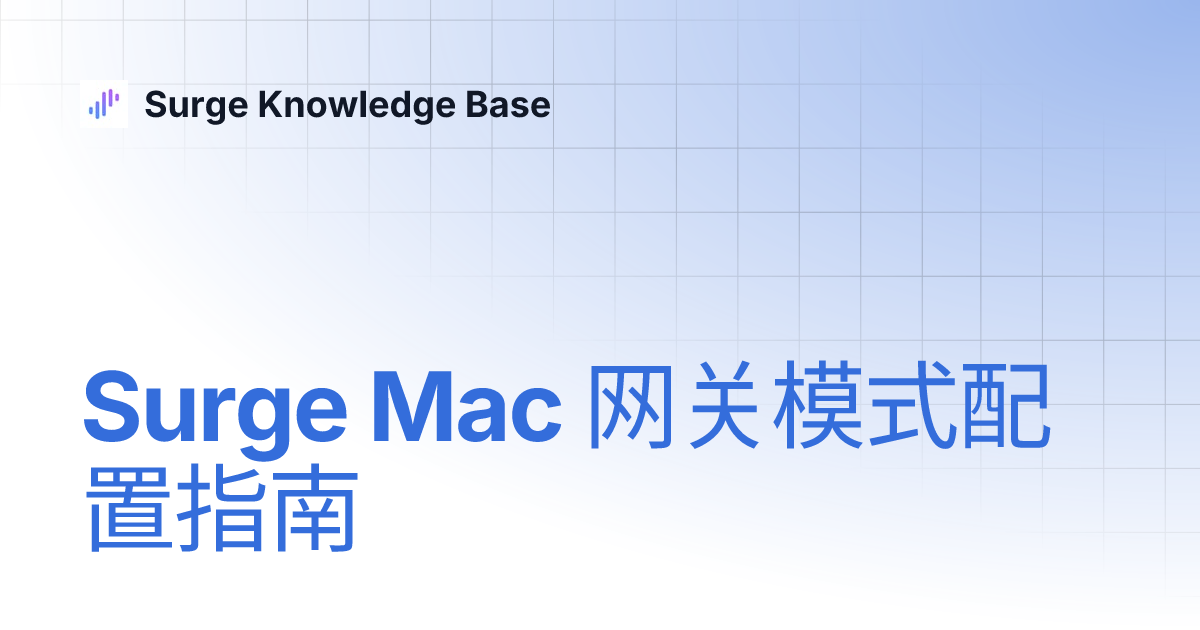 Surge Mac 网关模式配置指南 | 中文 | Surge Knowledge Base