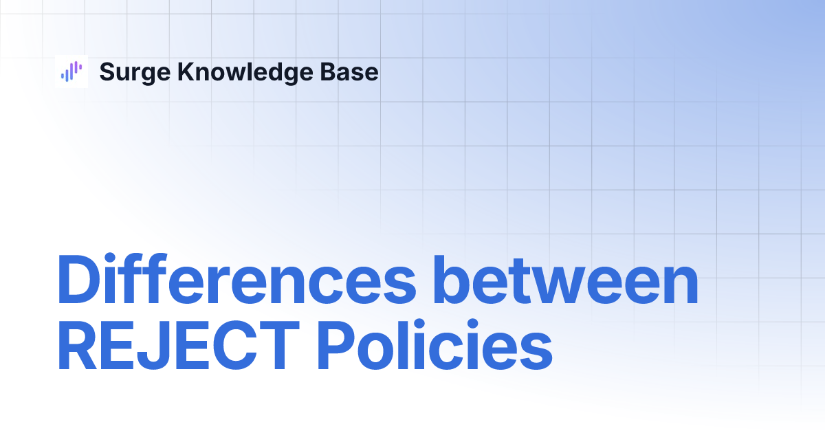 Differences between REJECT Policies | Surge Knowledge Base